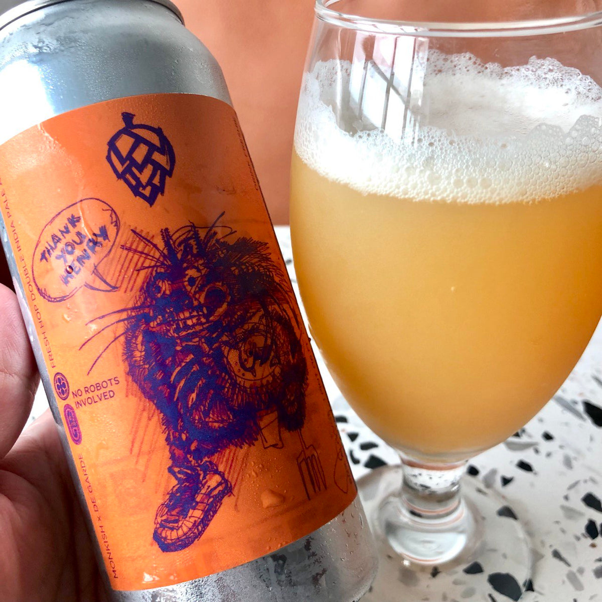 No Robots Involved IPA, Monkish Brewing x de Garde Brewing, 8.2% ABV ...